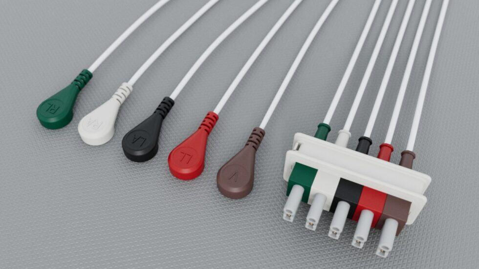 6723 - Disposable ECG Leads for Twin Pin, 5 Lead Snap, 10-Pack ...