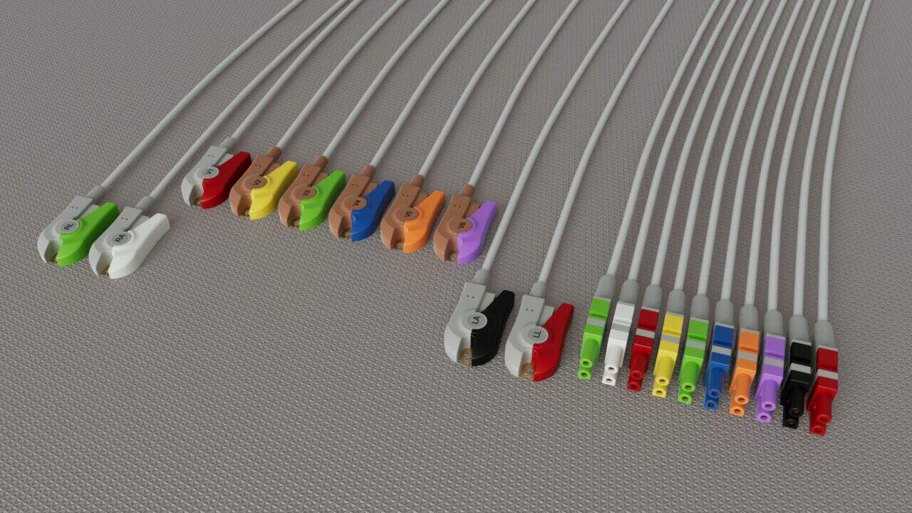 27486 - ECG lead wire with 10 Pinch Connectors for GE - Curbell Medical