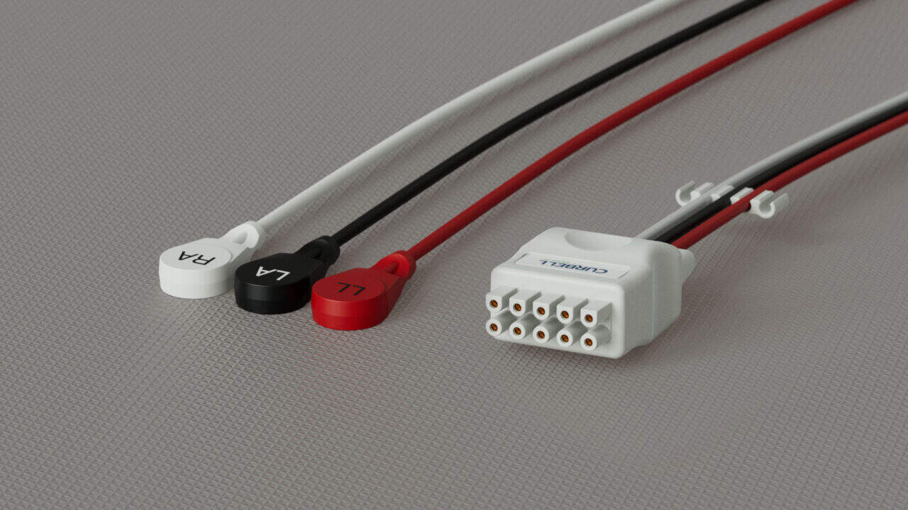 20188 - ECG lead wires with 3 Snap Connectors for GE - Curbell Medical