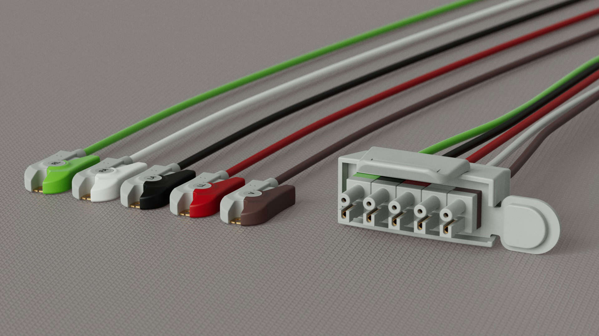 24527 - ECG lead wire with 5 Pinch Connectors for Philips - Curbell Medical